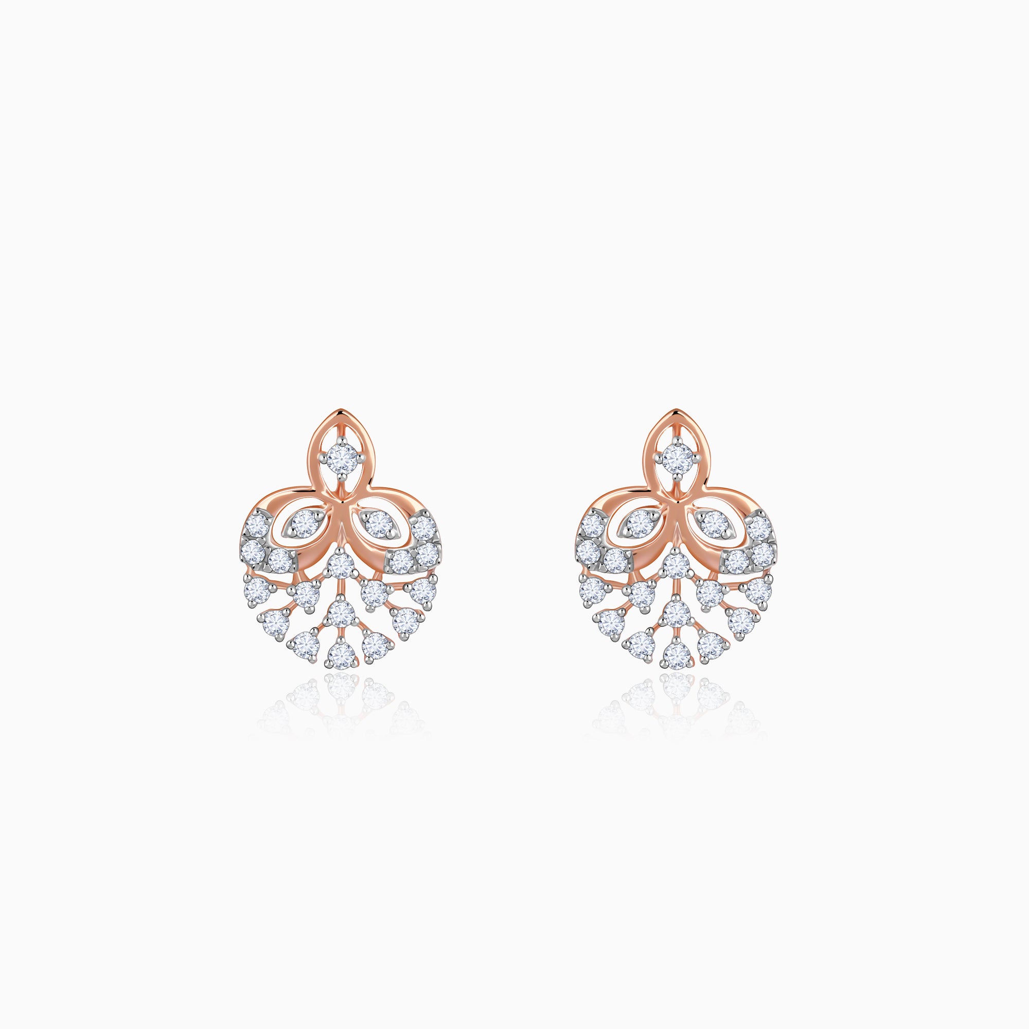 Rose Gold Trinity Sparkle Diamond Earrings | GIVA – Heer by GIVA