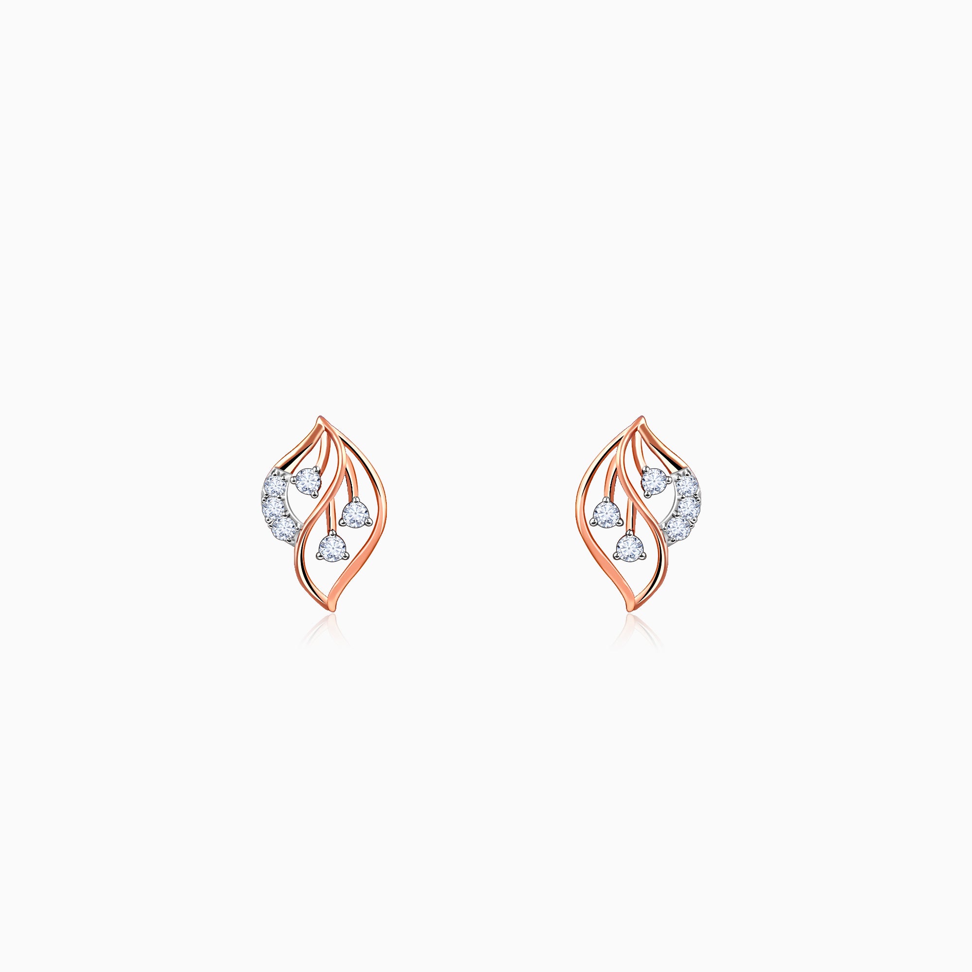 Rose Gold Amara Leaf Diamond Studs | GIVA – Heer by GIVA