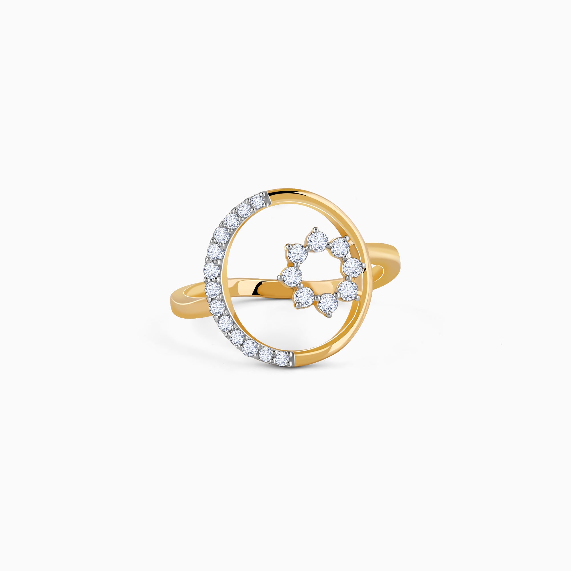 Gold Serene Flora Diamond Ring – Heer by GIVA