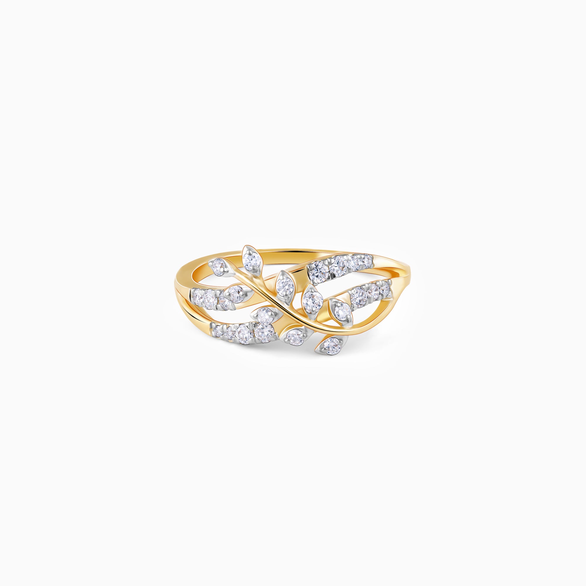 Gold Elysian Twist Diamond Ring – Heer by GIVA