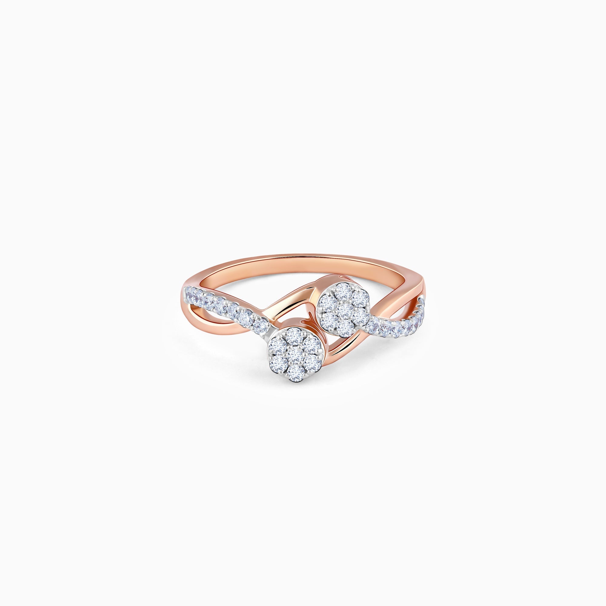 Rose Gold Dual Wavy Diamond Ring – Heer by GIVA