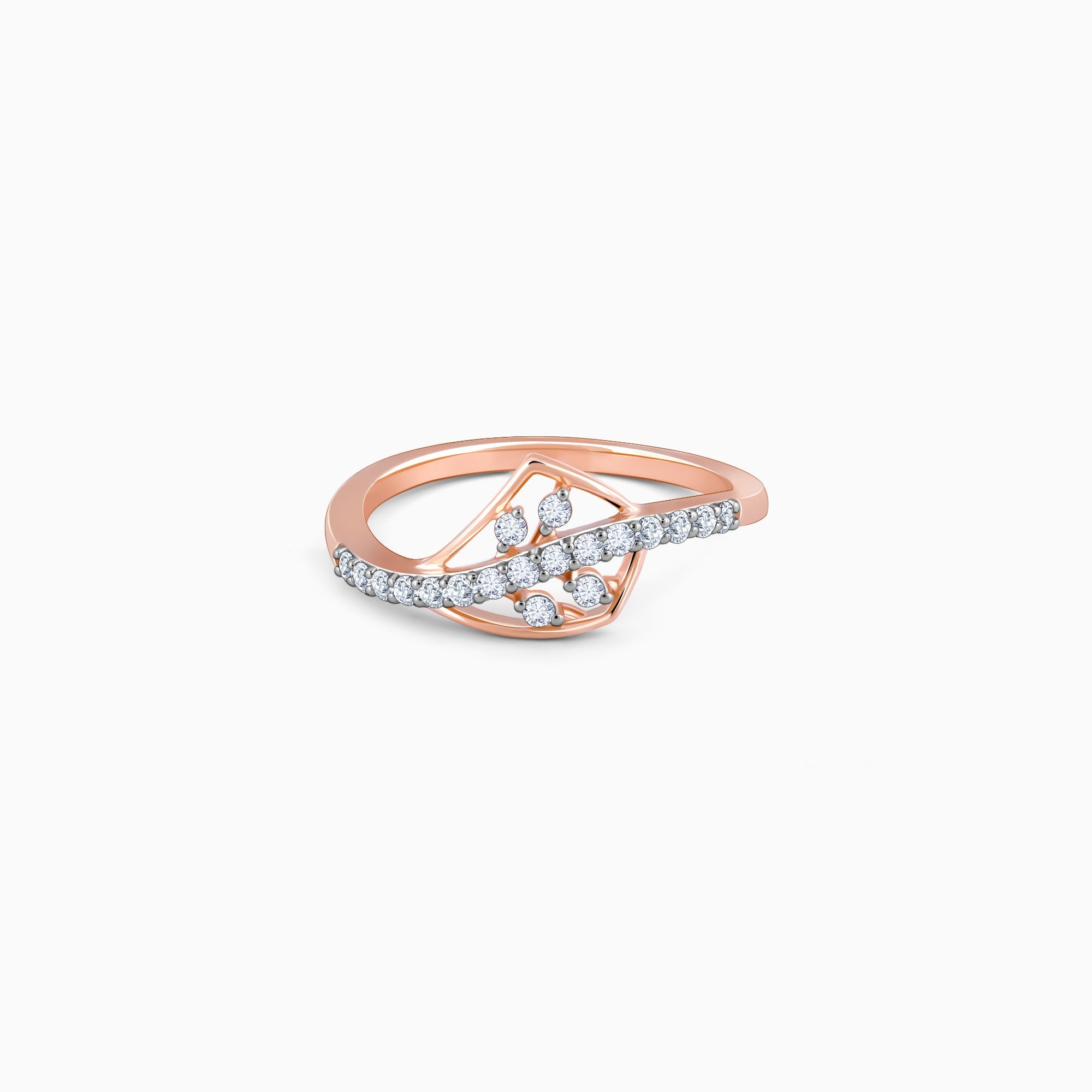 Rose Gold Foliage Diamond Ring – Heer by GIVA