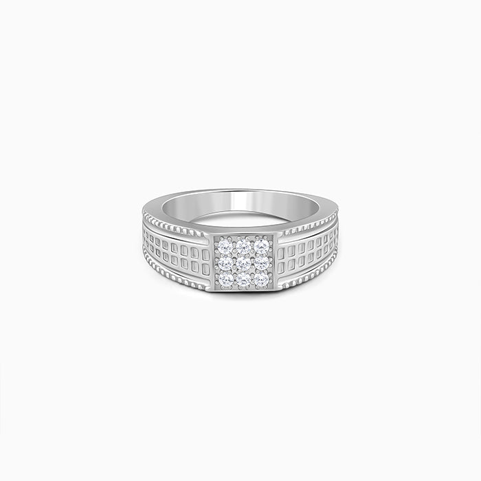 Silver Lustrous Square Ring For Him – GIVA