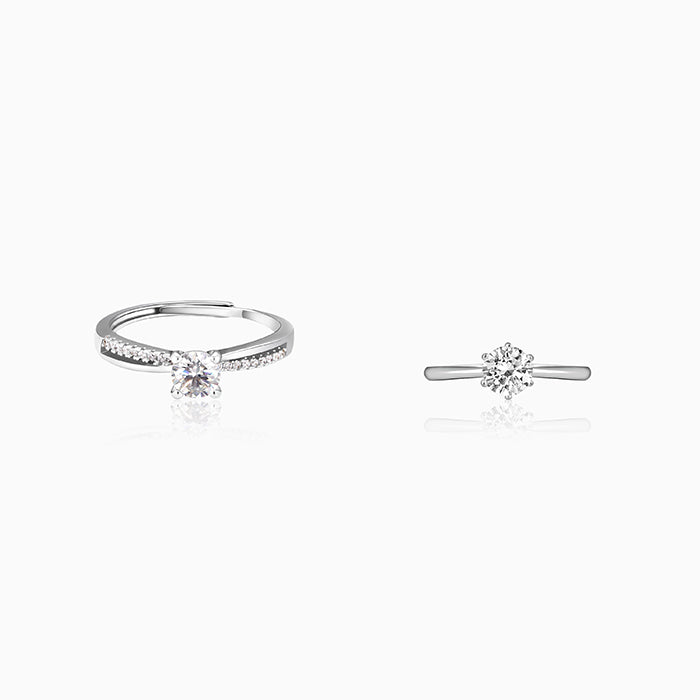 Silver Zircon Vintage Ring Set – GIVA
