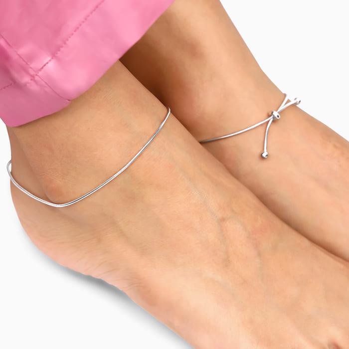 Silver Classic Slider Anklet – GIVA