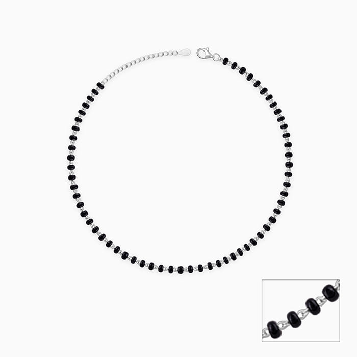 Silver Swaying Shadows Black Beads Anklet – GIVA Jewellery