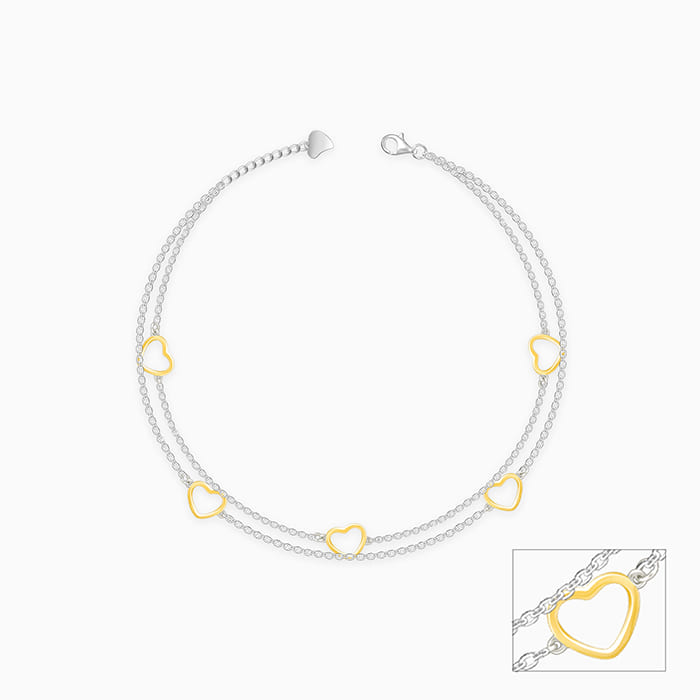Buy Dual Tone United Hearts Anklet at Best Price – GIVA Jewellery