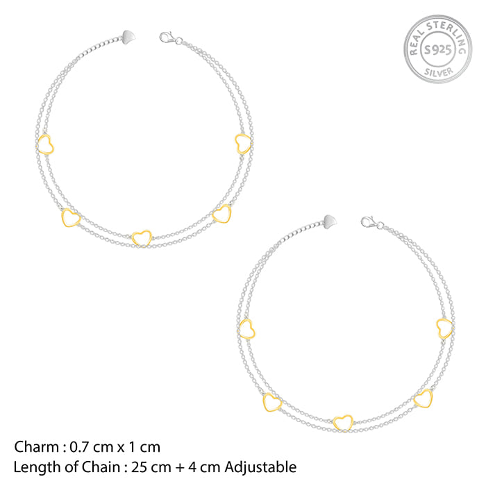 Buy Dual Tone United Hearts Anklet at Best Price – GIVA Jewellery