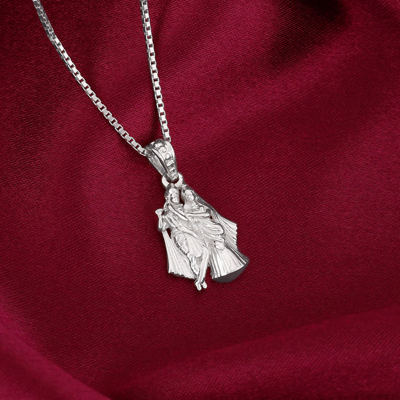 Silver Radha-Krishna Pendant with Box Chain – GIVA