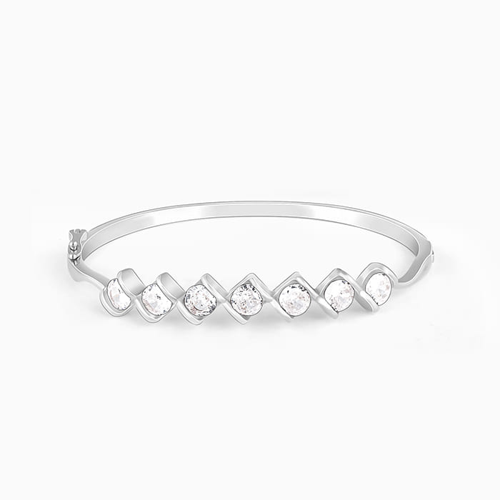 Silver Zircon Order of Opulence Bangle Bracelet – GIVA