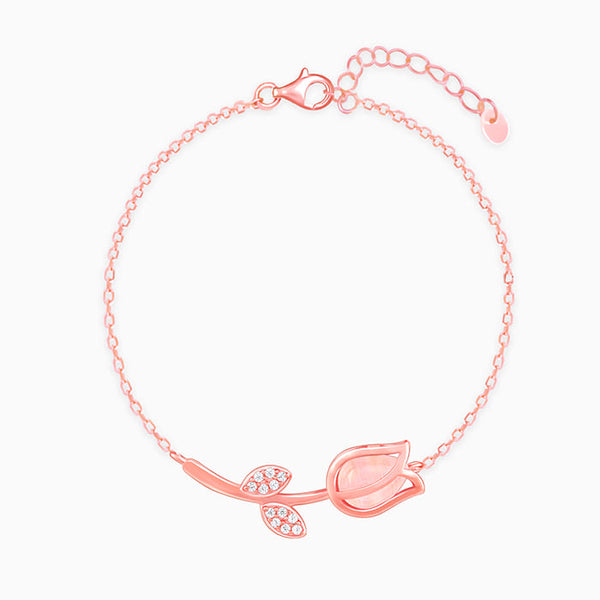 Rose Gold Pink Quartz Flower Bracelet – GIVA