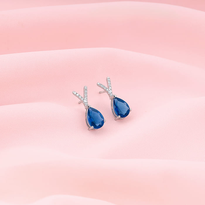 Silver Midnight Blue Earrings – GIVA Jewellery