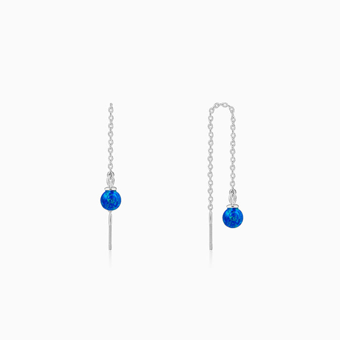 Silver Sui Dhaga Earrings with Opal Stone – GIVA