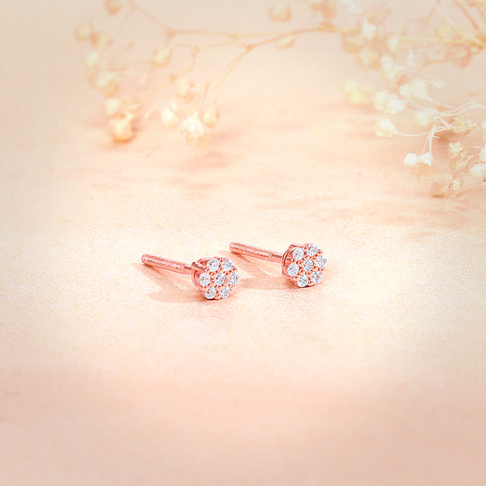Purchase Rose Gold Flower Bling Studs Online | GIVA Jewellery