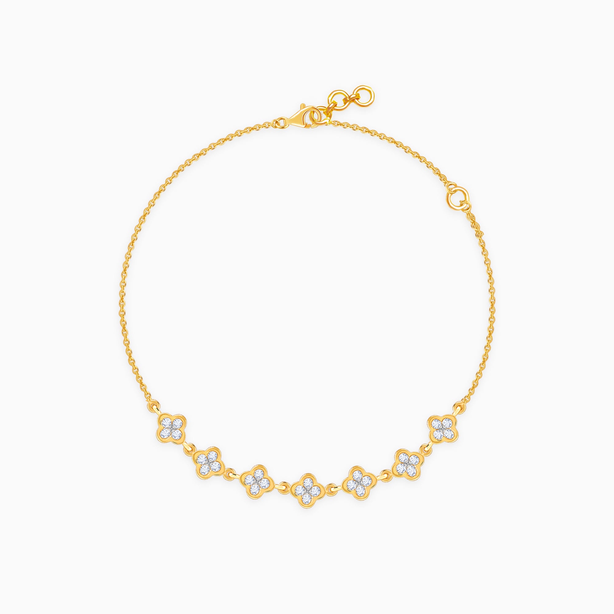 Gold Sweet Clover Lab Grown Diamond Bracelet – Heer by GIVA