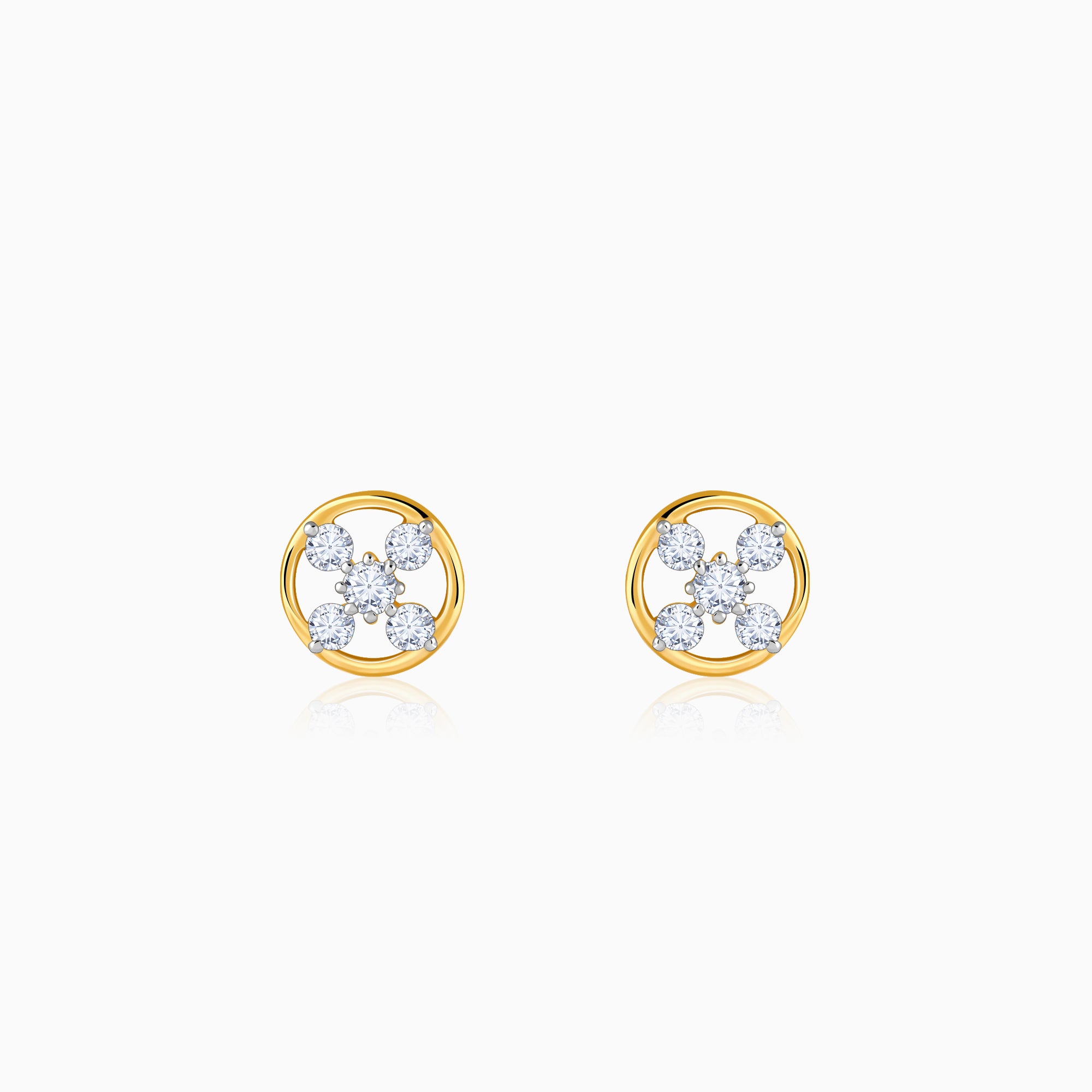 Gold Circle of Cross Lab Grown Diamond Studs – Heer by GIVA