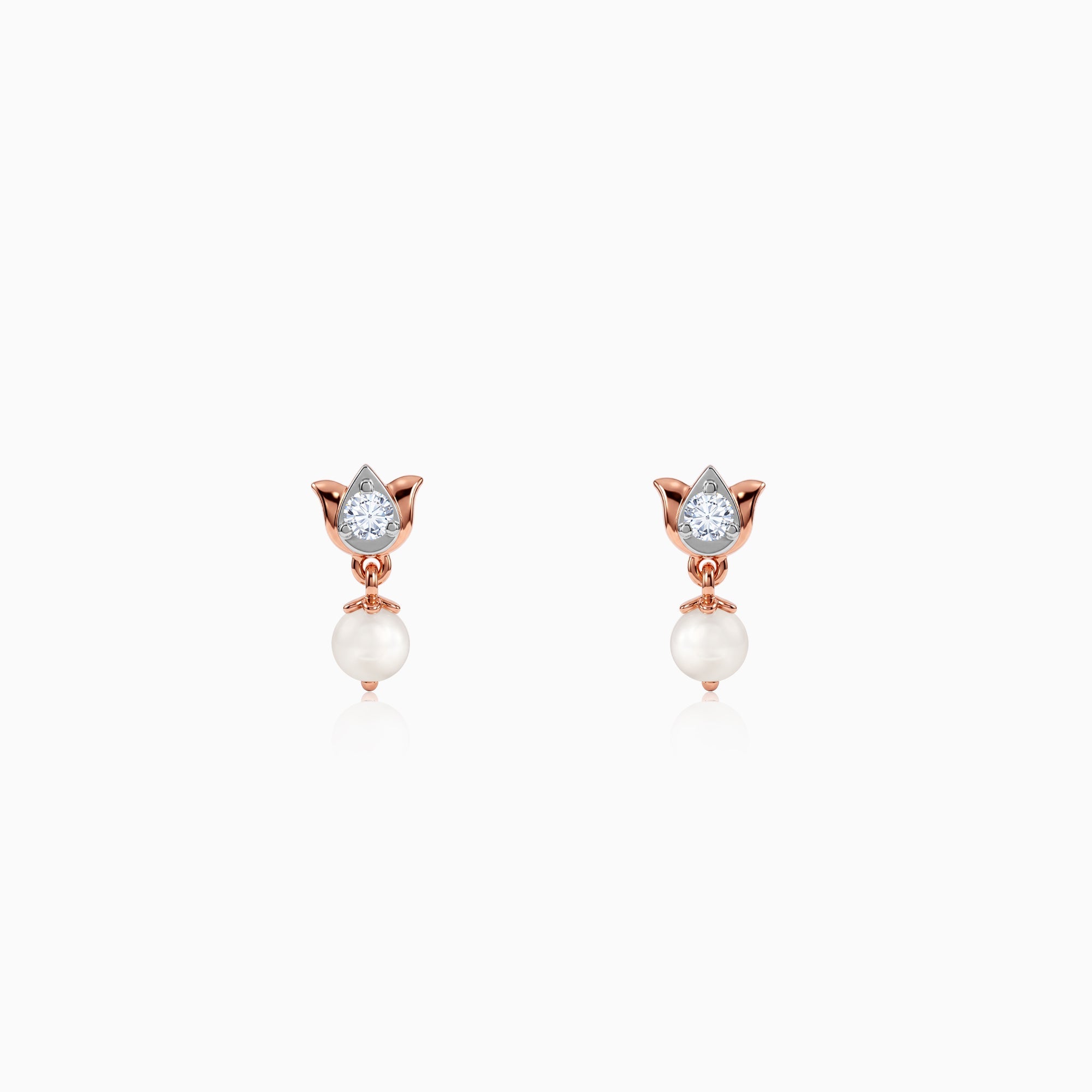 Rose Gold Elara Lotus Lab Grown Diamond Earrings – Heer by GIVA