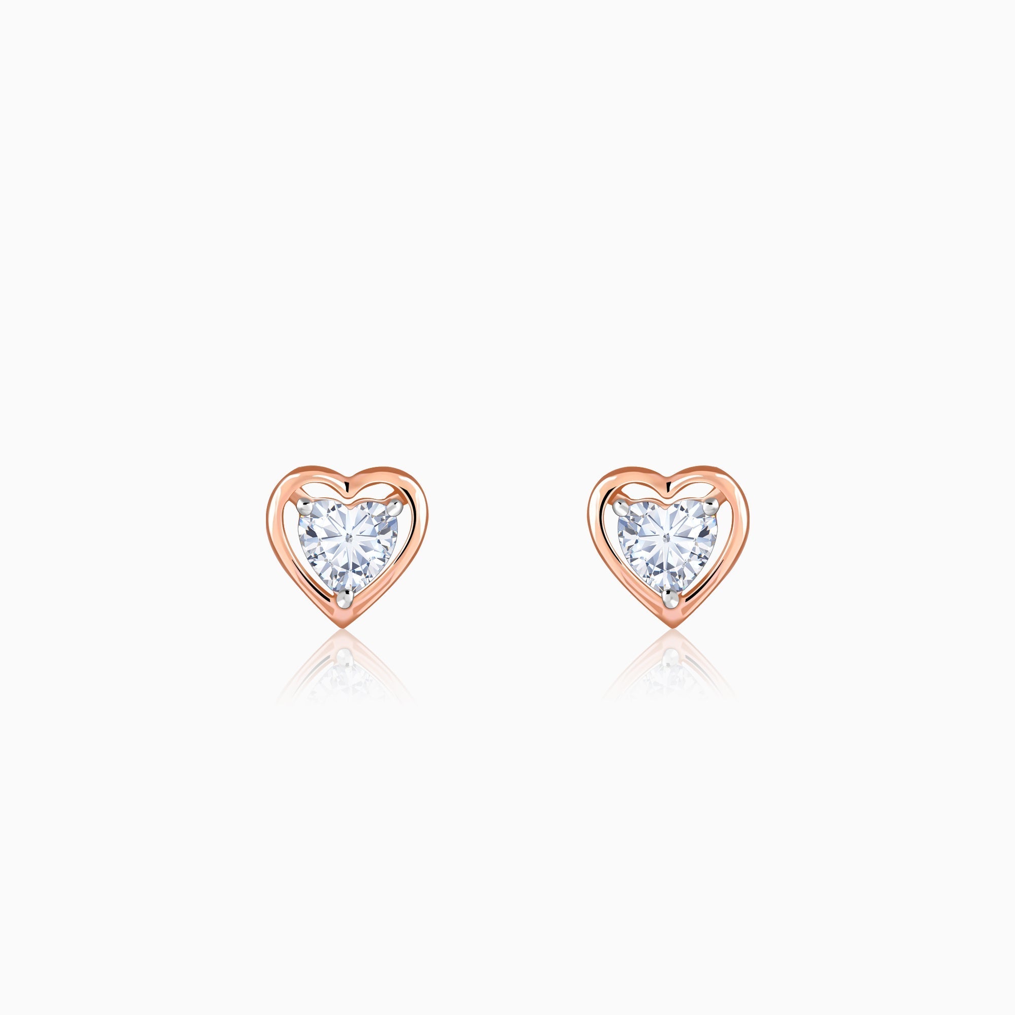 Rose Gold Heart Throb Lab Grown Diamond Earrings – Heer by GIVA