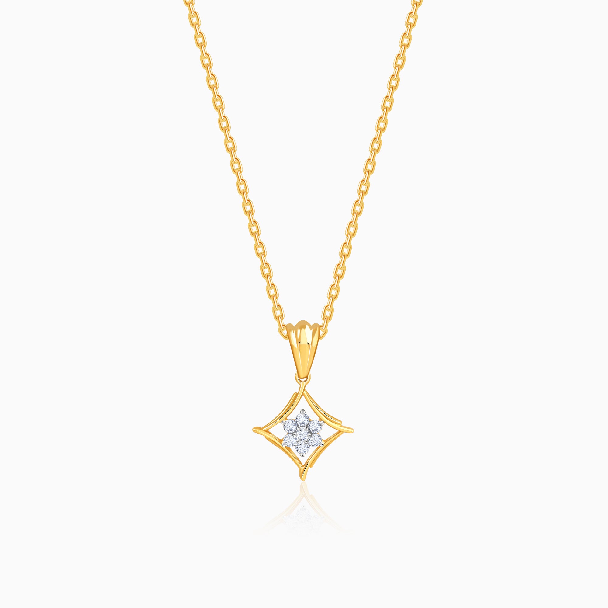 Gold Rhombus Floret Lab Grown Diamond Pendant – Heer by GIVA