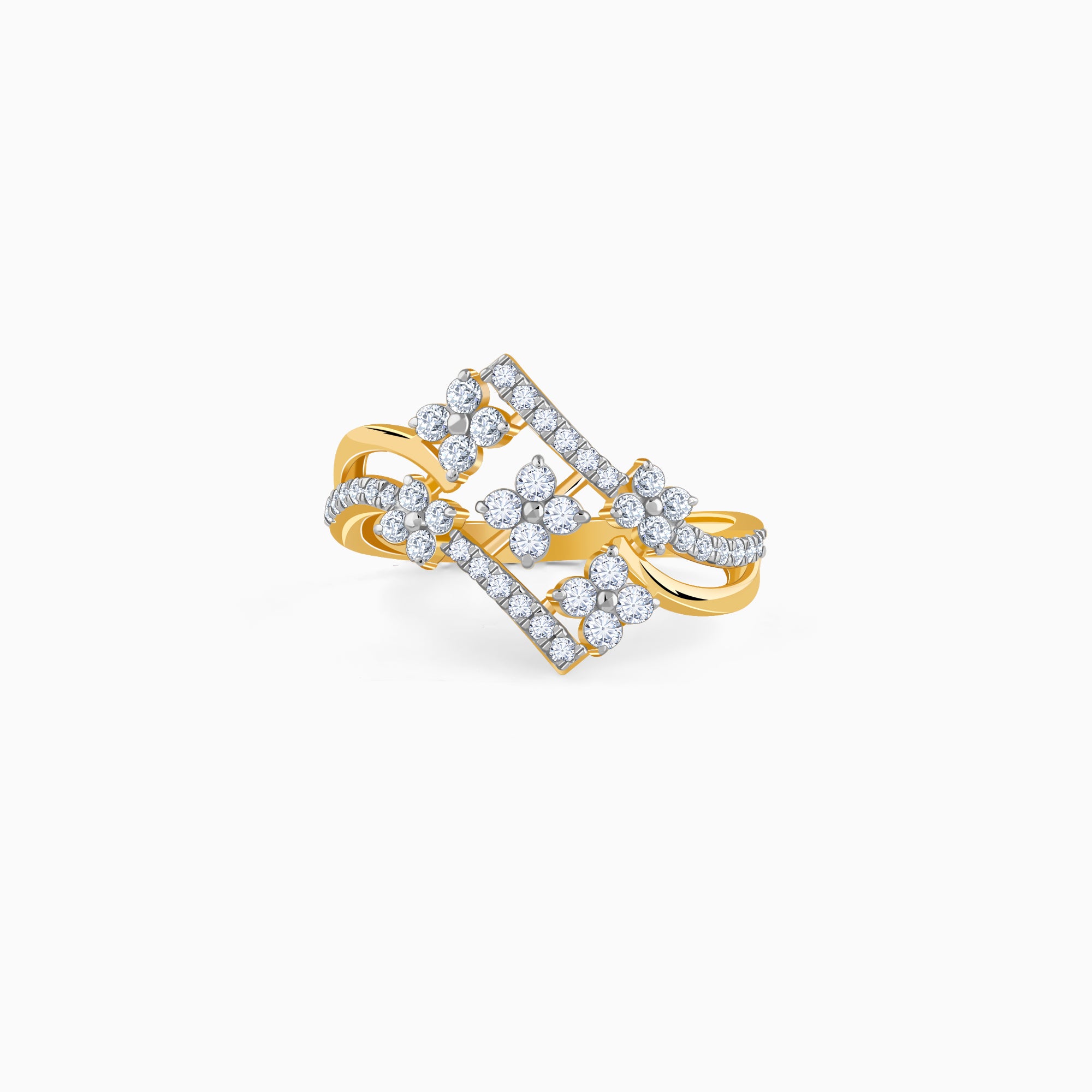 Gold Floral Vibe Lab Grown Diamond Ring – Heer by GIVA