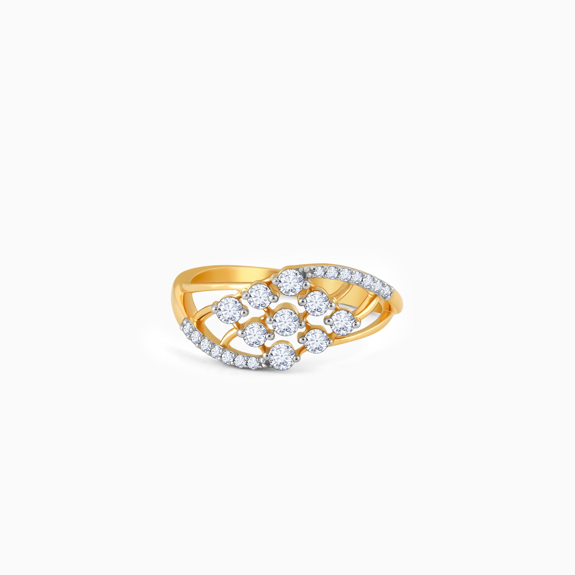 Gold Wave Ring with Radiant Diamond – Heer by GIVA