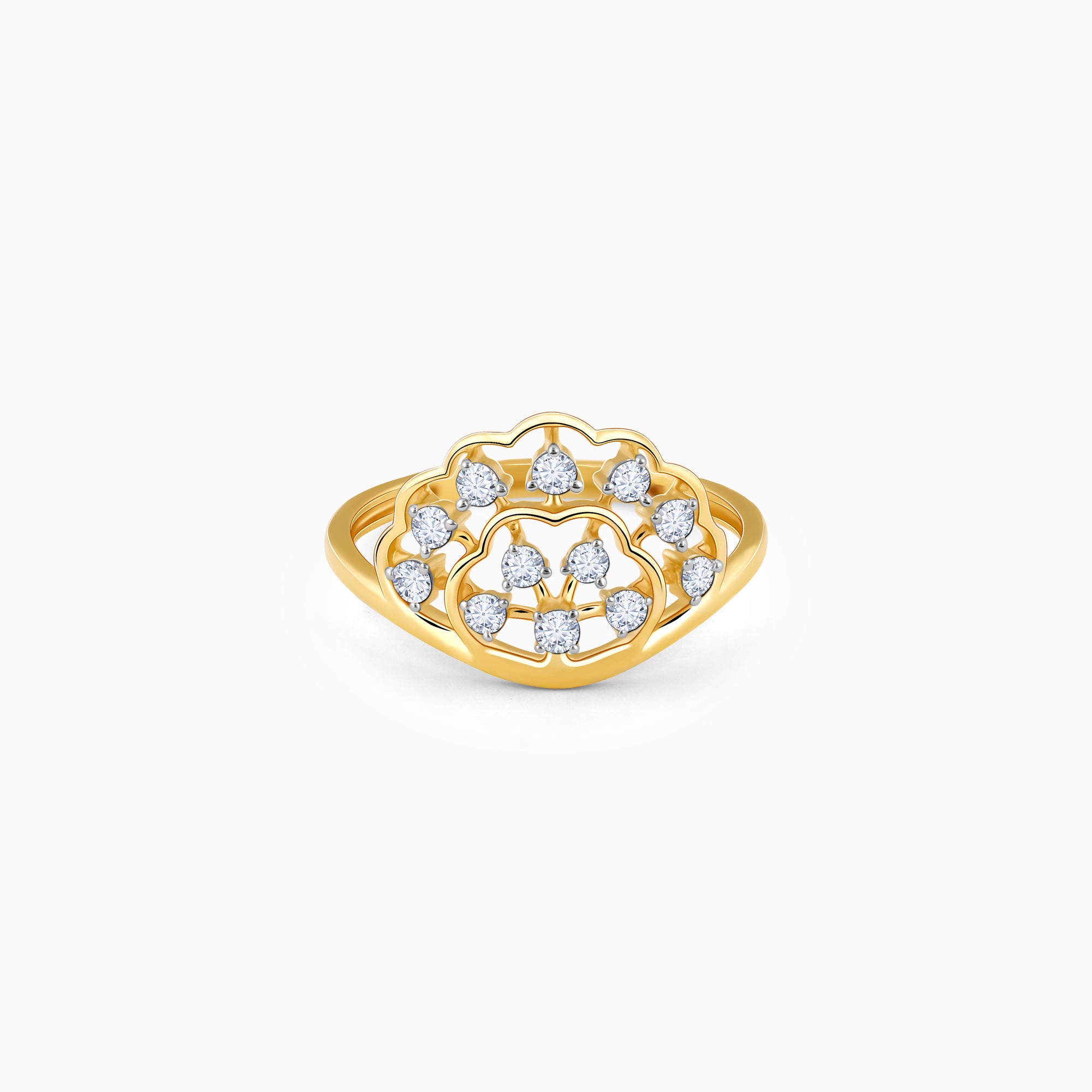 Gold Fanfare Diamond Ring – Heer by GIVA