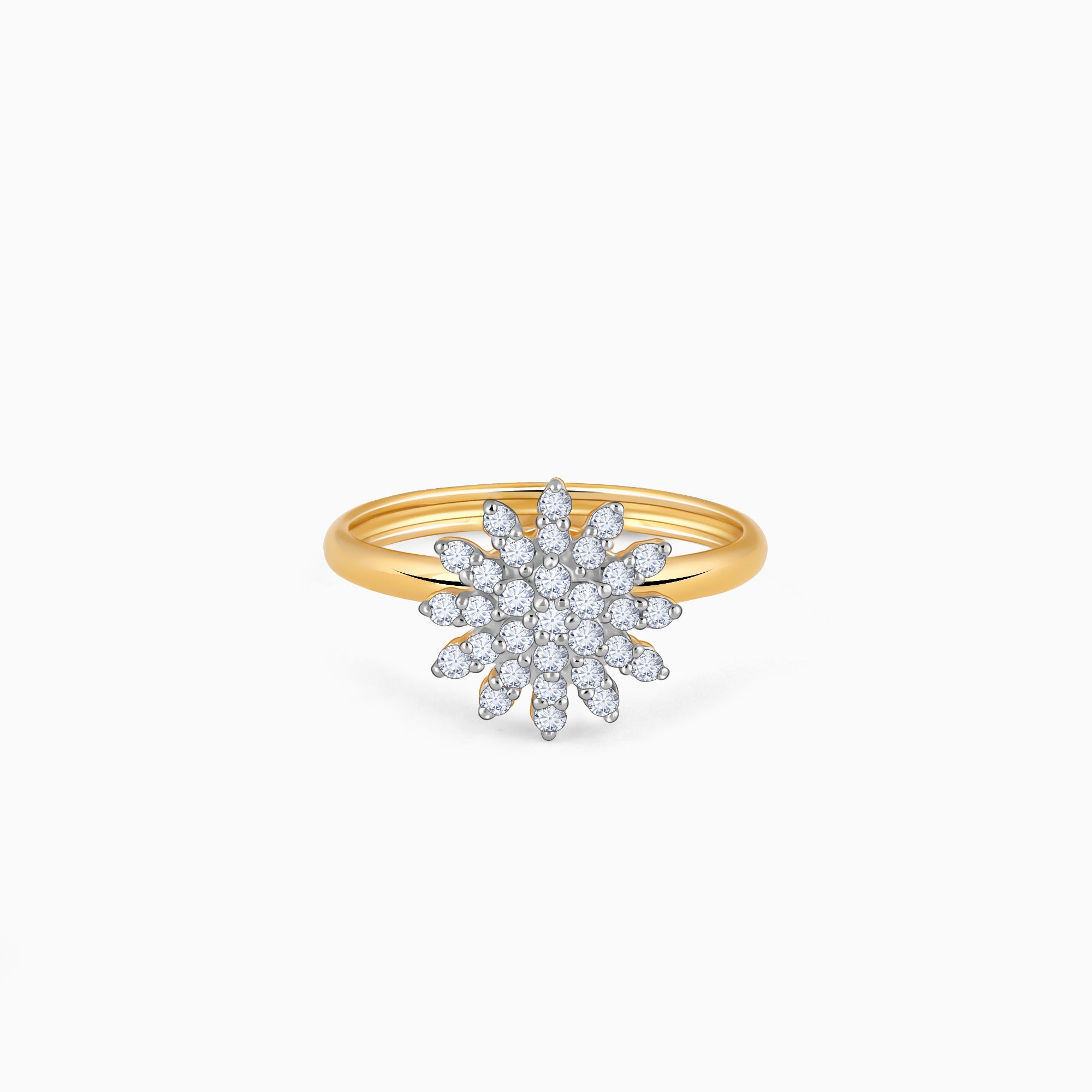 Gold Sunflower Radiance Diamond Ring – Heer by GIVA