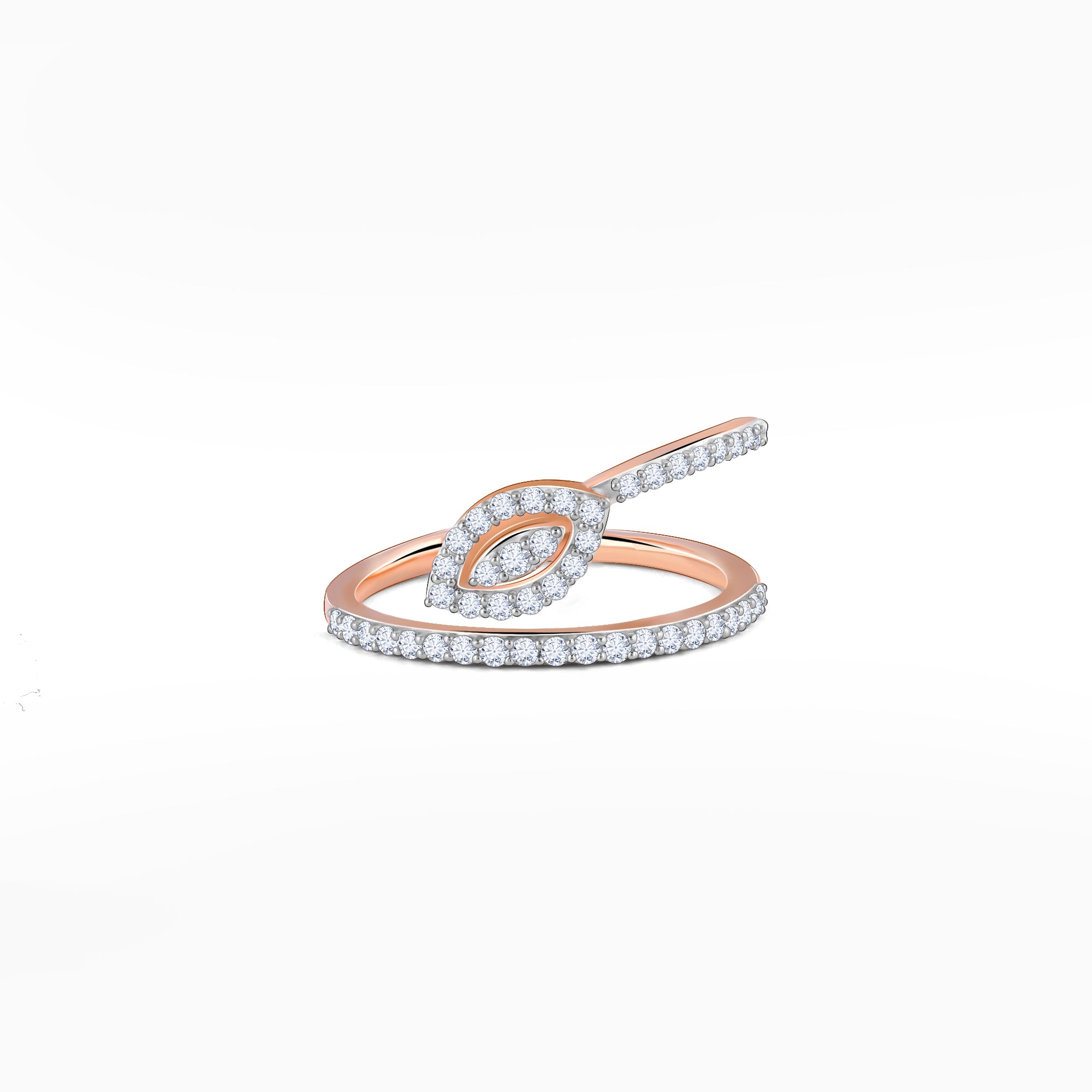 Rose Gold Wavy Bud Diamond Ring – Heer by GIVA