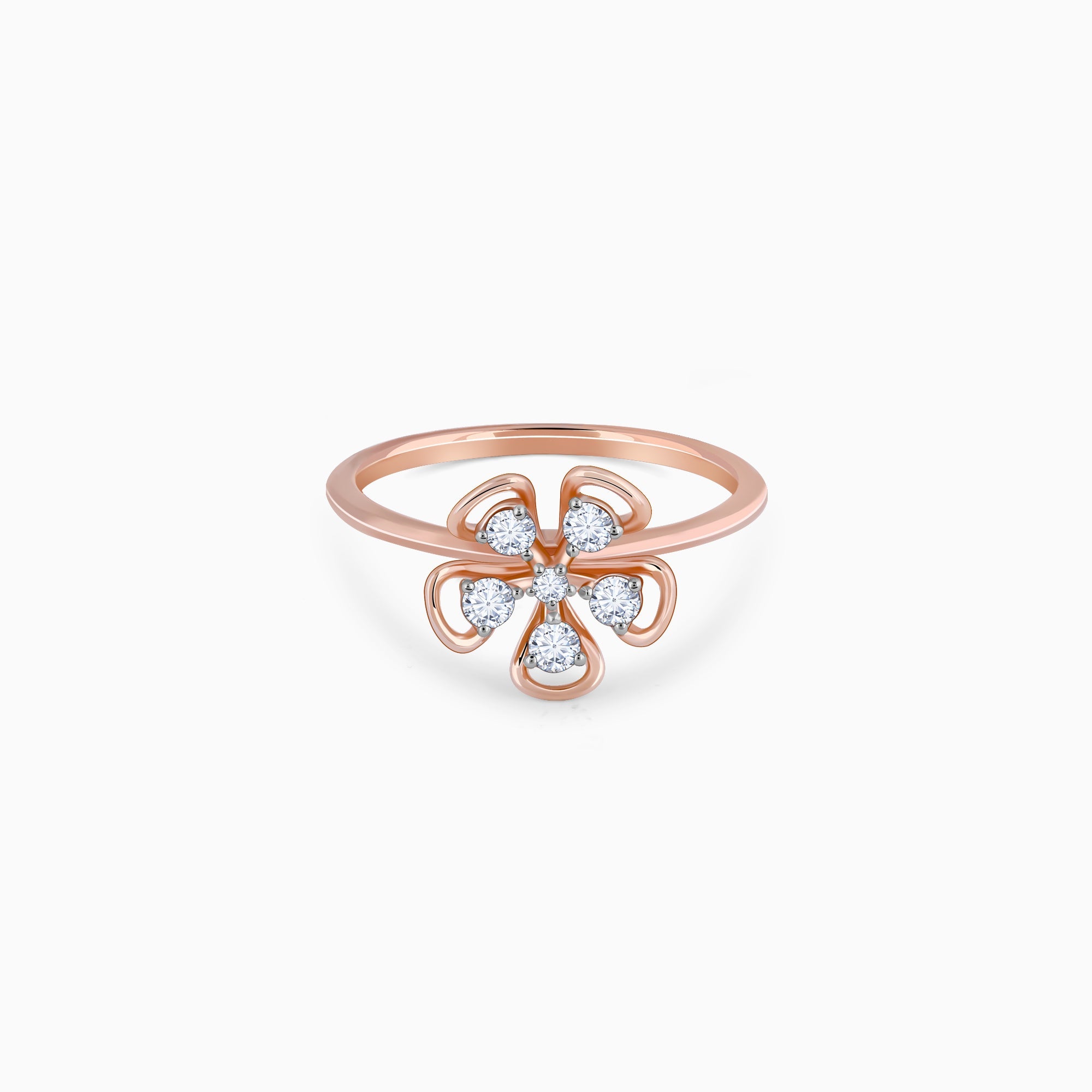 Rose Gold & Diamond Cute Bloom Ring – Heer by GIVA