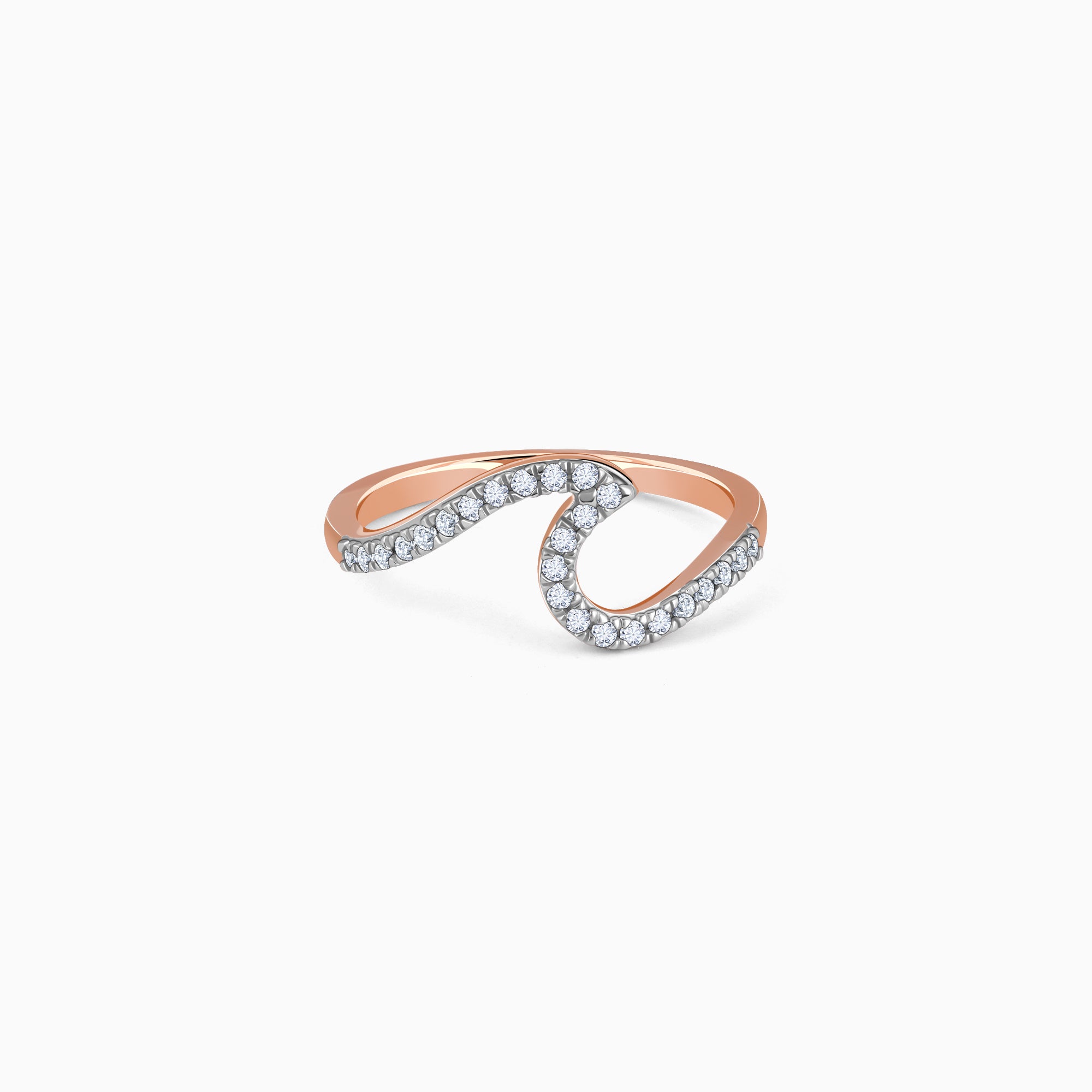 Rose Gold Wave Delight Diamond Ring – Heer by GIVA