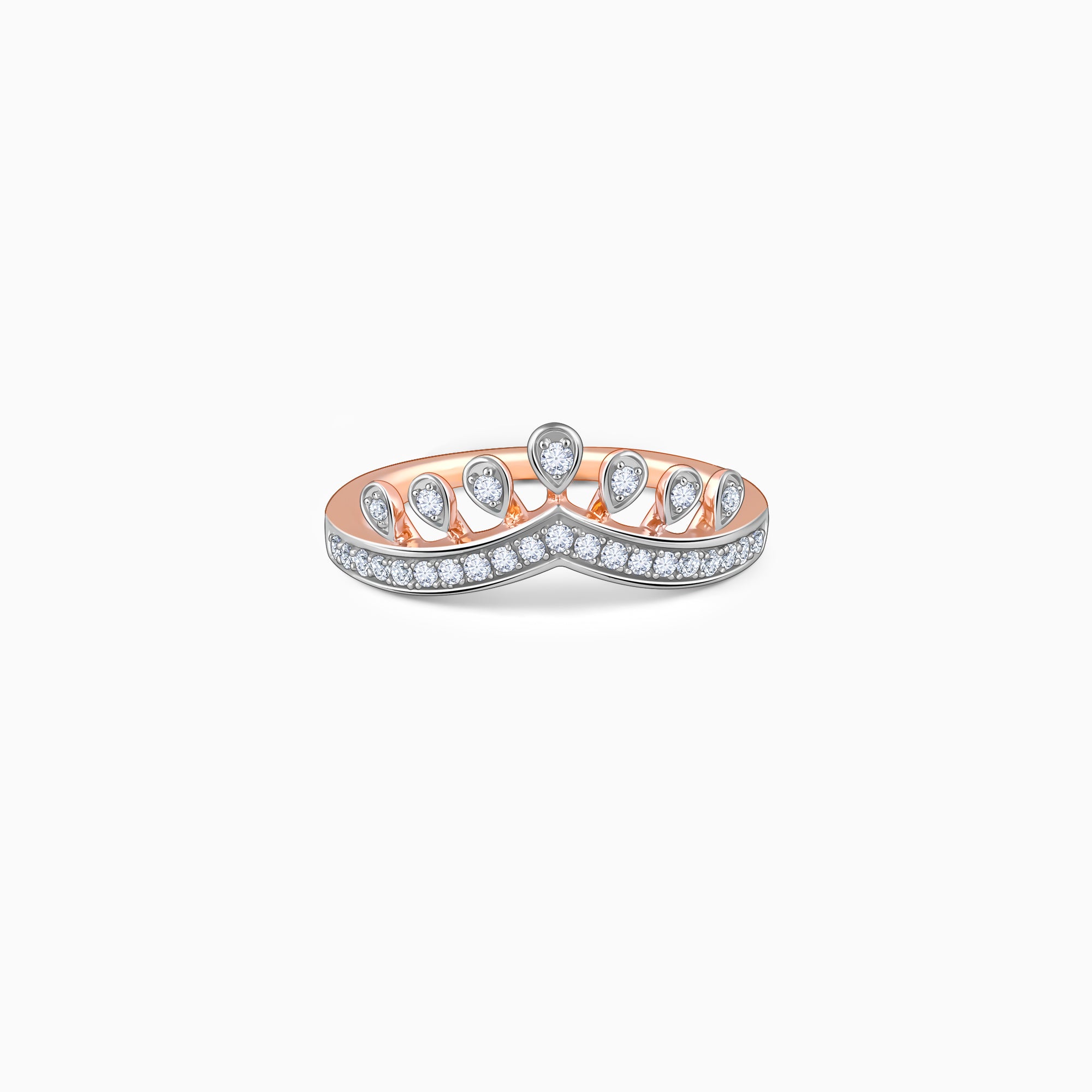 Rose Gold Tiara Crown Diamond Ring | Gold Rings – Heer by GIVA