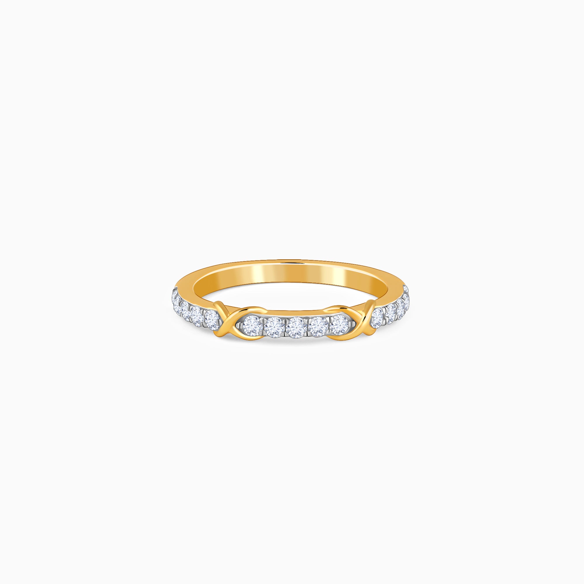 Gold Crossroads Channel Diamond Ring | Heer by GIVA – Heer by GIVA