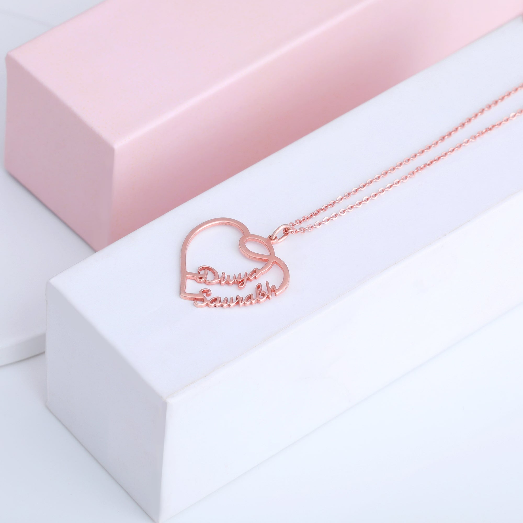 Lovestruck Couple Rose Gold Pendant With Chain – GIVA Jewellery