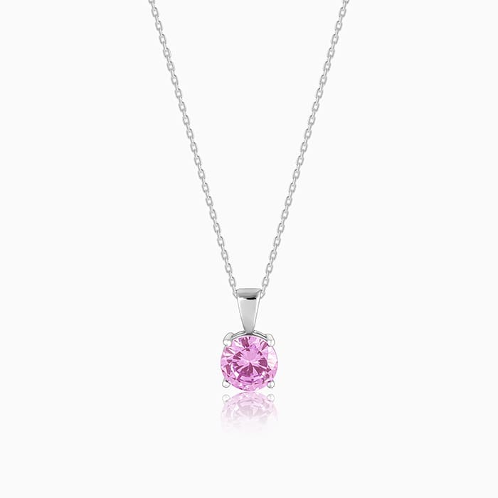 Silver Gracious Pink Pendant with Link Chain – GIVA