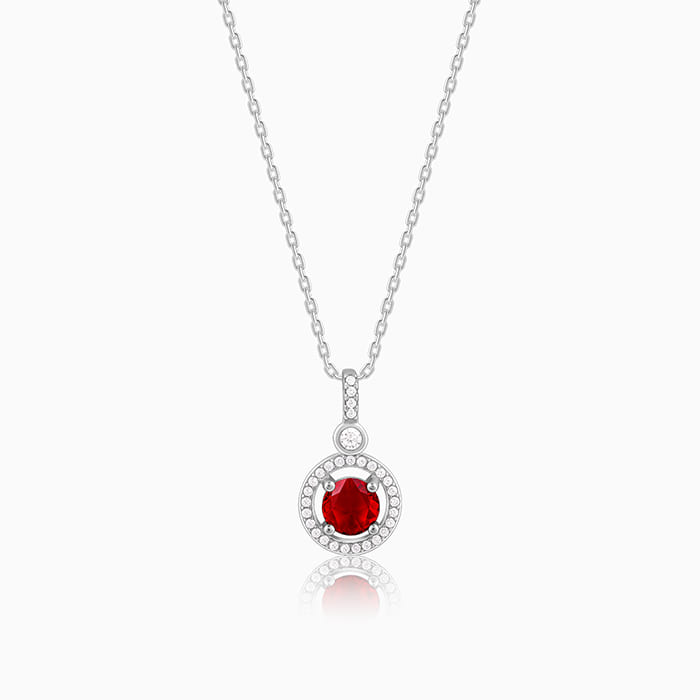 Buy Silver Radiant Red Pendant with Link Chain Online at Best Prices – GIVA
