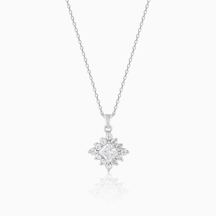Silver Rhombus Shine Pendant With Link Chain – GIVA
