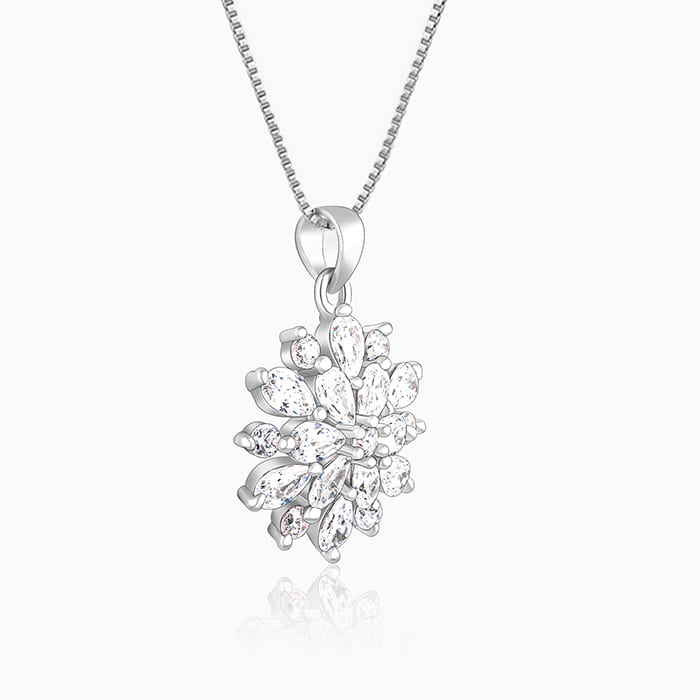 Silver Heavenly Flower Pendant With Box Chain – GIVA Jewellery