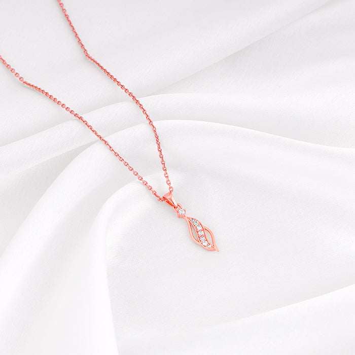 Rose Gold Leaflet Pendant With Link Chain – GIVA Jewellery