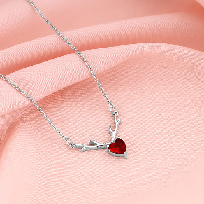 Silver Deer Heart in Red Necklace – GIVA Jewellery