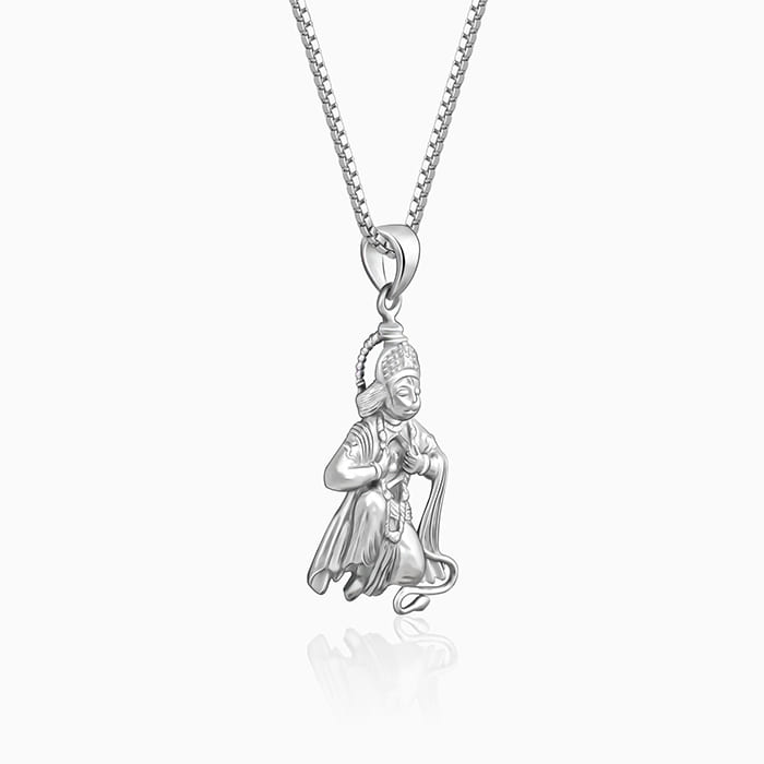 Silver Bhakta Hanuman Pendant with Box Chain For Men – GIVA Jewellery
