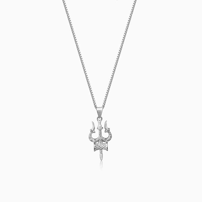 Silver Trishul Pendant with Link Chain For Men – GIVA Jewellery