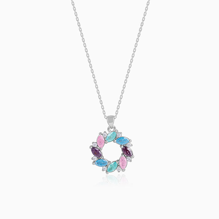 Silver Colourful Wreath Pendant with Link Chain | GIVA – GIVA