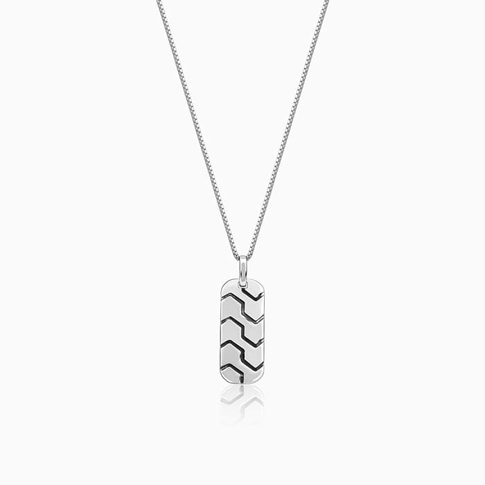 Oxidised Silver Humble Pendant With Box Chain For Him – GIVA