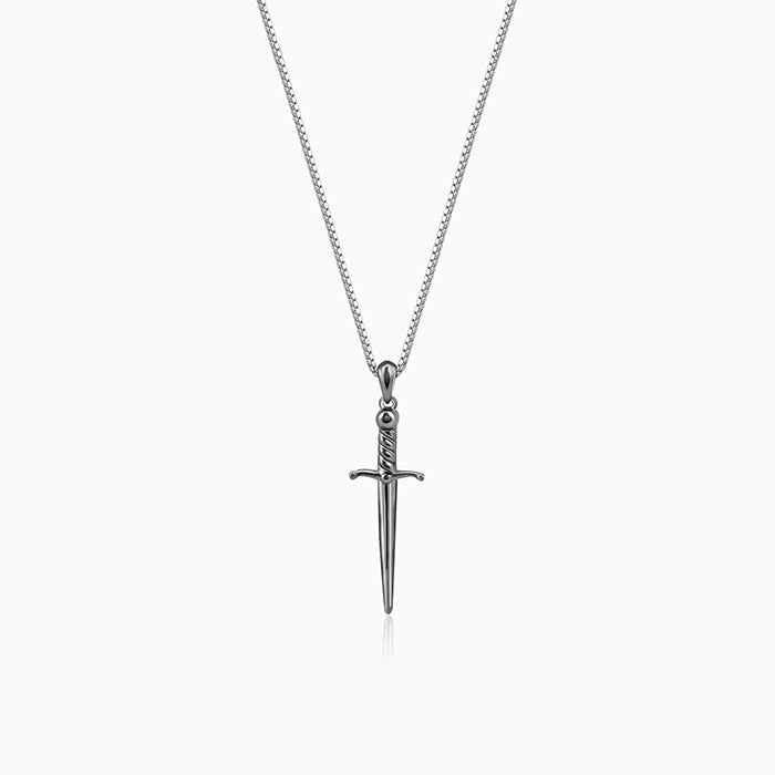 Shop Black Rhodium Vintage Sword Pendant With Box Chain For Him Online ...