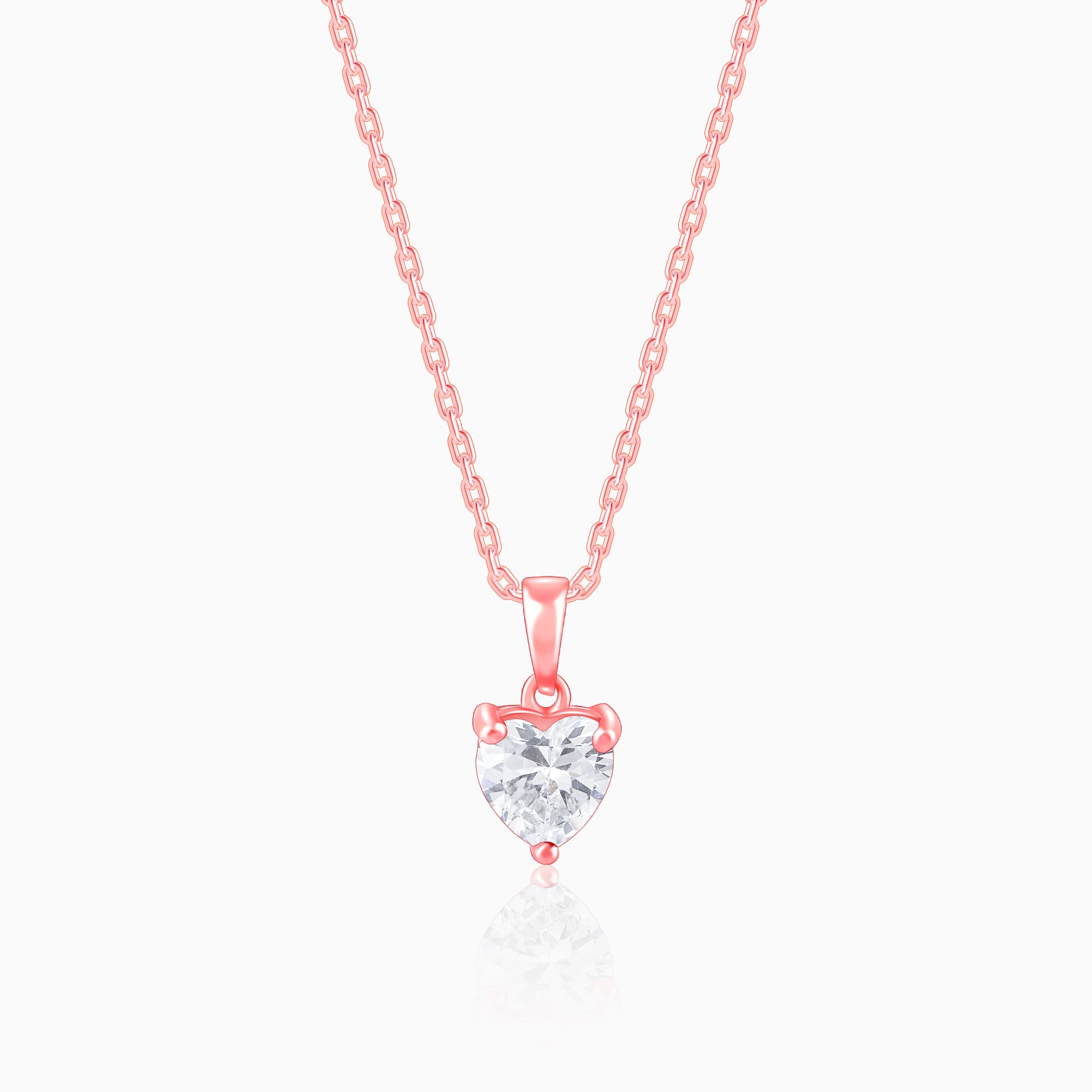 Rose Gold Solitaire Heart Pendant With Chain – GIVA Jewellery
