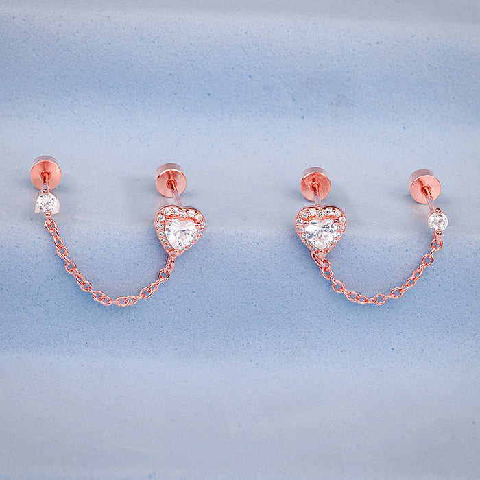 Rose Gold Hearty Ear Double Piercings | GIVA Jewellery – GIVA