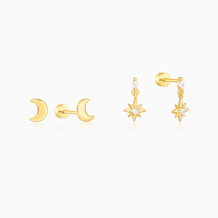 Golden Celestial Ear Piercings Set | GIVA – GIVA Jewellery