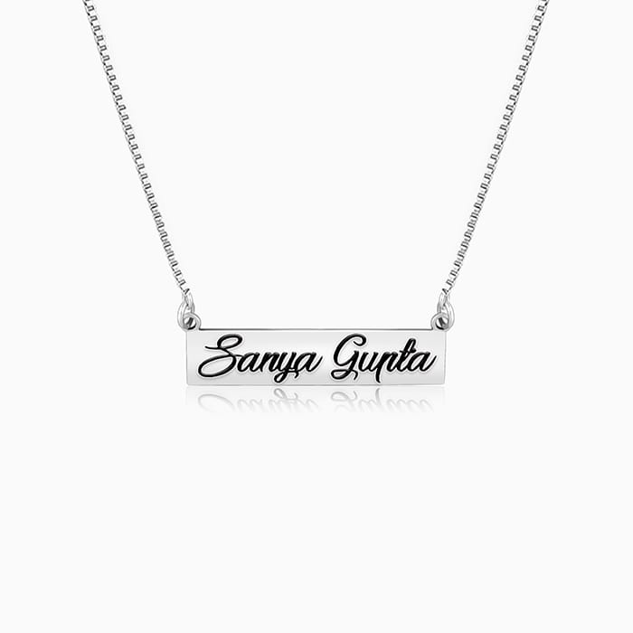 Silver Engraved Pendant with Box Chain – GIVA Jewellery