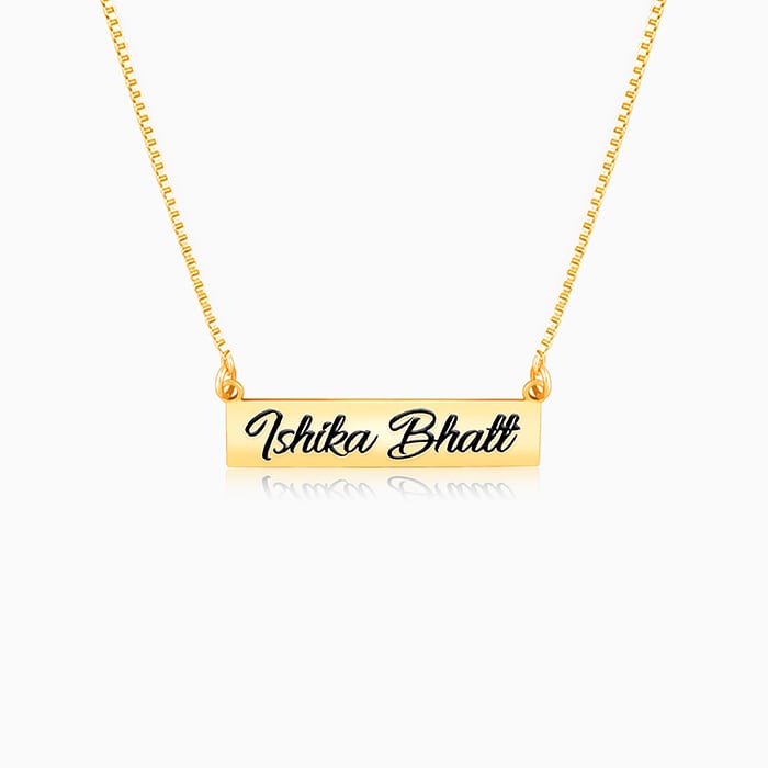 Golden Engraved Pendant with Box Chain – GIVA Jewellery