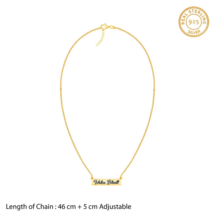 Golden Engraved Pendant with Box Chain – GIVA Jewellery